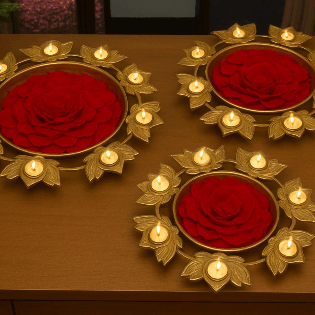 Lotus Flower Urli Set with 12 inch, 14 inch and 16 inch